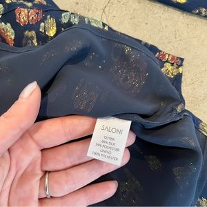 SALONI | Tops | Saloni Nwt Emile Ornate Jacquard Top In Shimmer Navy ...